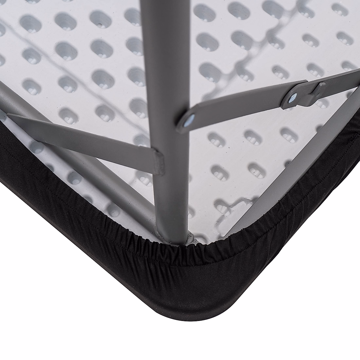 NEWISHER Square Fitted Table Cover Black Cocktail Topper Spandex Stretchable Table Top Tablecloth 36 x 36 Inch