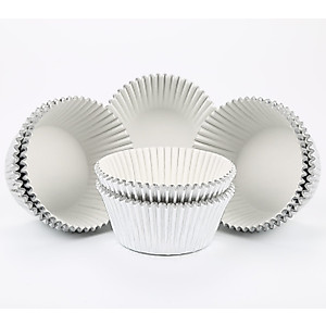 Gifbera Standard Silver Foil Cupcake Liners Metallic Paper Muffin Baking Cups 200-Count (Silver)