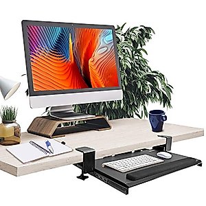 Laboratory 29 Preassembled Keyboard Tray – Adjustable Keyboard Tray Under Desk Slide Out – Easy Clamp-On Installation for Desks 33” or Wider – Wrist Rest Included (Black)