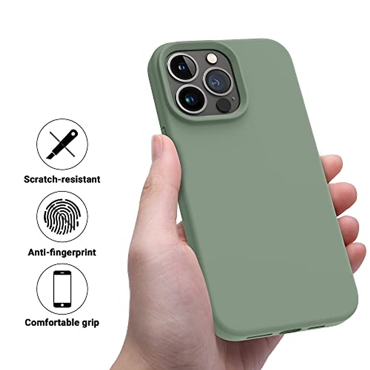 OTOFLY Designed for iPhone 14 Pro Case, Silicone Shockproof Slim Thin Phone Case for iPhone 14 Pro 6.1 inch (Calke Green)