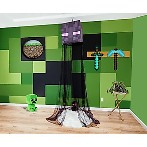 Minecraft Enderman Kids Bed Canopy Curtains for Ceiling, Hanging Mosquito Netting Cover for Reading Nook, Sleeping Tent | Playroom Accessories, Home Decor Room Essentials | Video Game Gifts