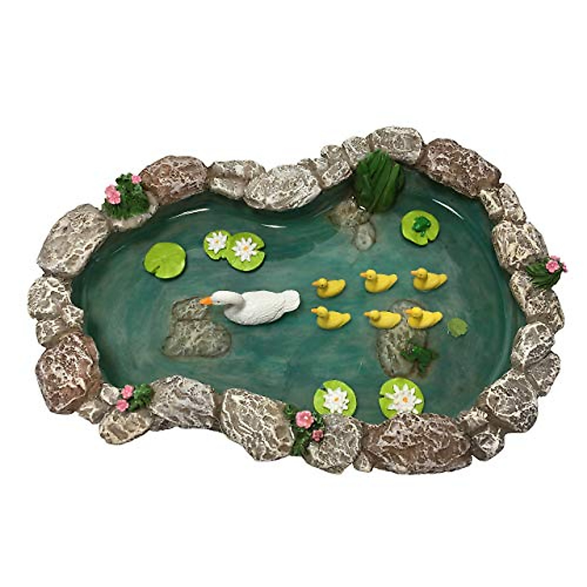 GlitZGlam Duck Pond -Mother and Ducklings! A Miniature Duck Pond for a Miniature Fairy Garden and Miniature Garden Accessories