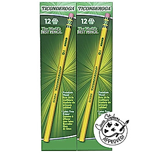Ticonderoga Wood-Cased Pencils, Unsharpened, #2 HB Soft, Yellow, 96 Count