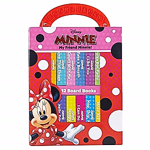 Disney Minnie Mouse Board Books Set Toddlers Babies Bundle ~ Pack of 12 Chunky My First Library Board Book Block with Stickers (Minnie Mouse Books for Infants)