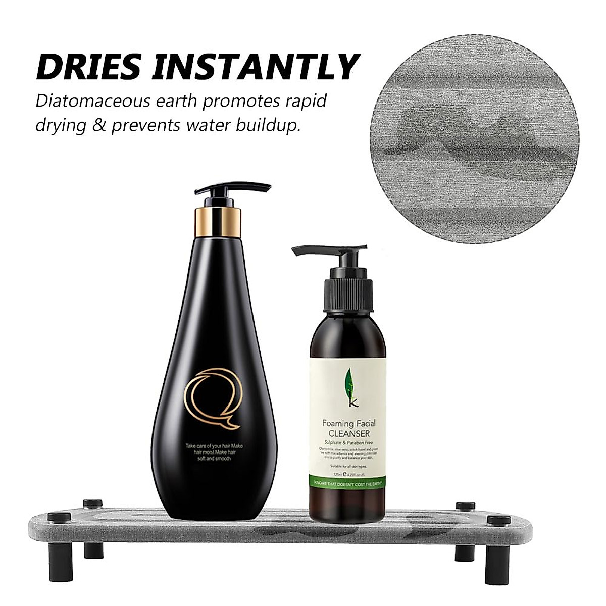 Bathroom Counter Tray, Sink Caddy Stone, 2 Pcs Stone Tray Instant Dry Sink Tray, Bathroom Sink Caddy Strong Water Absorption Sink Caddy, Kitchen Sink Accessories for Bathroom Kitchen(Gray+White)