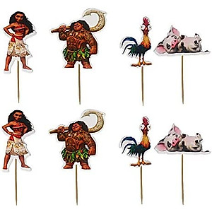 24PCS Moana Cake Toppers for Kids Birthday Party Cake Decorations (Cup Cake Topper)
