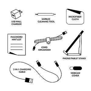 Pinch Provisions Tech Kit, Blush Tech Accessories Bag Filled with 8 Essentials Including Cord Organizer, Charging Cord, USB, Ideal Gift for Work, Christmas & Birthdays, Portable Pouch