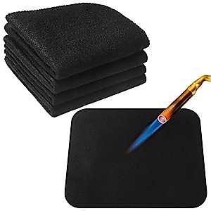 4 Pcs Carbon Felt Welding Blanket Fabric Fireproof Mat Fireproof Insulation 12 x 12 in Thickness Fire Retardant Protective Mat Heat Resistant up to 1800 Fahrenheit Degree for Glass Blowing Camp, Black