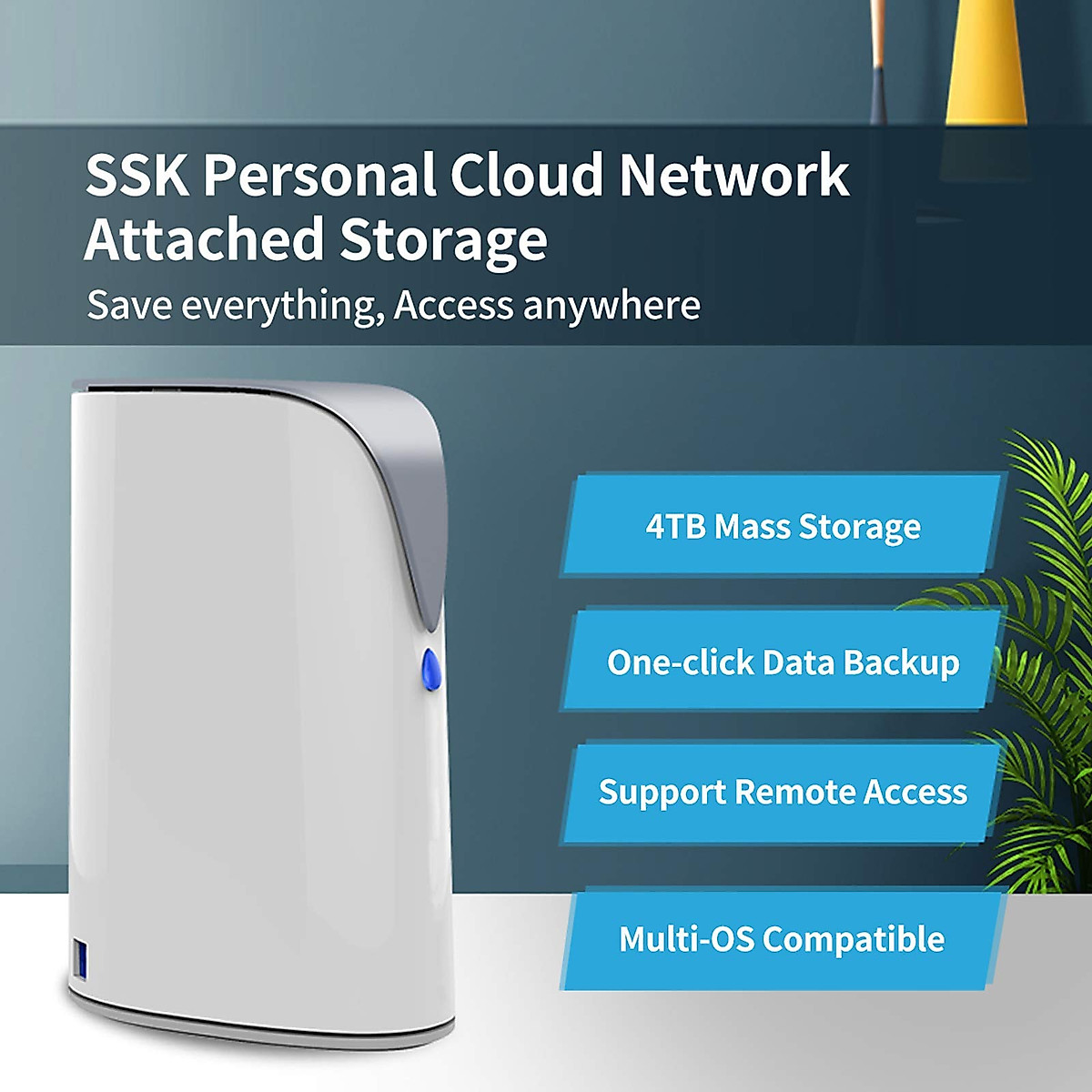 SSK Bundles 4TB Personal Cloud, Network Attached Storage Support Auto-Backup,Home Office Storage NAS 1TB Personal Cloud External Wireless Hard Drive Portable NAS Storage with WiFi Hotspot