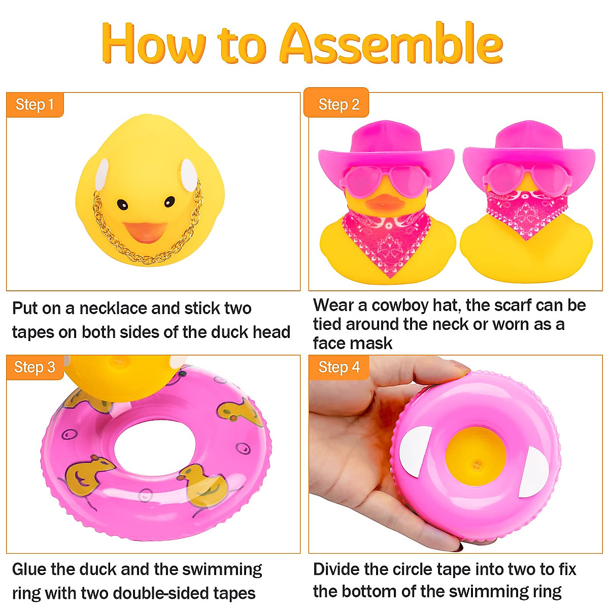 wonuu Car Rubber Duck Decoration, Cute Car Accessories West Cowboy Duck Car Dashboard Decoration with Mini Swim Ring Cowboy Hat Scarf and Sunglasses