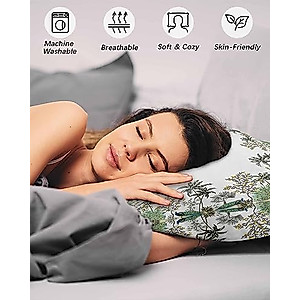 Edwiinsa Tropical Plants Pillow Covers King Standard Set of 2 20x36 Bed Pillow, Summer Lemon Tree Teal Peacock Plush Soft Comfort for Hair/Skin Cooling Pillowcases with Envelop Closure