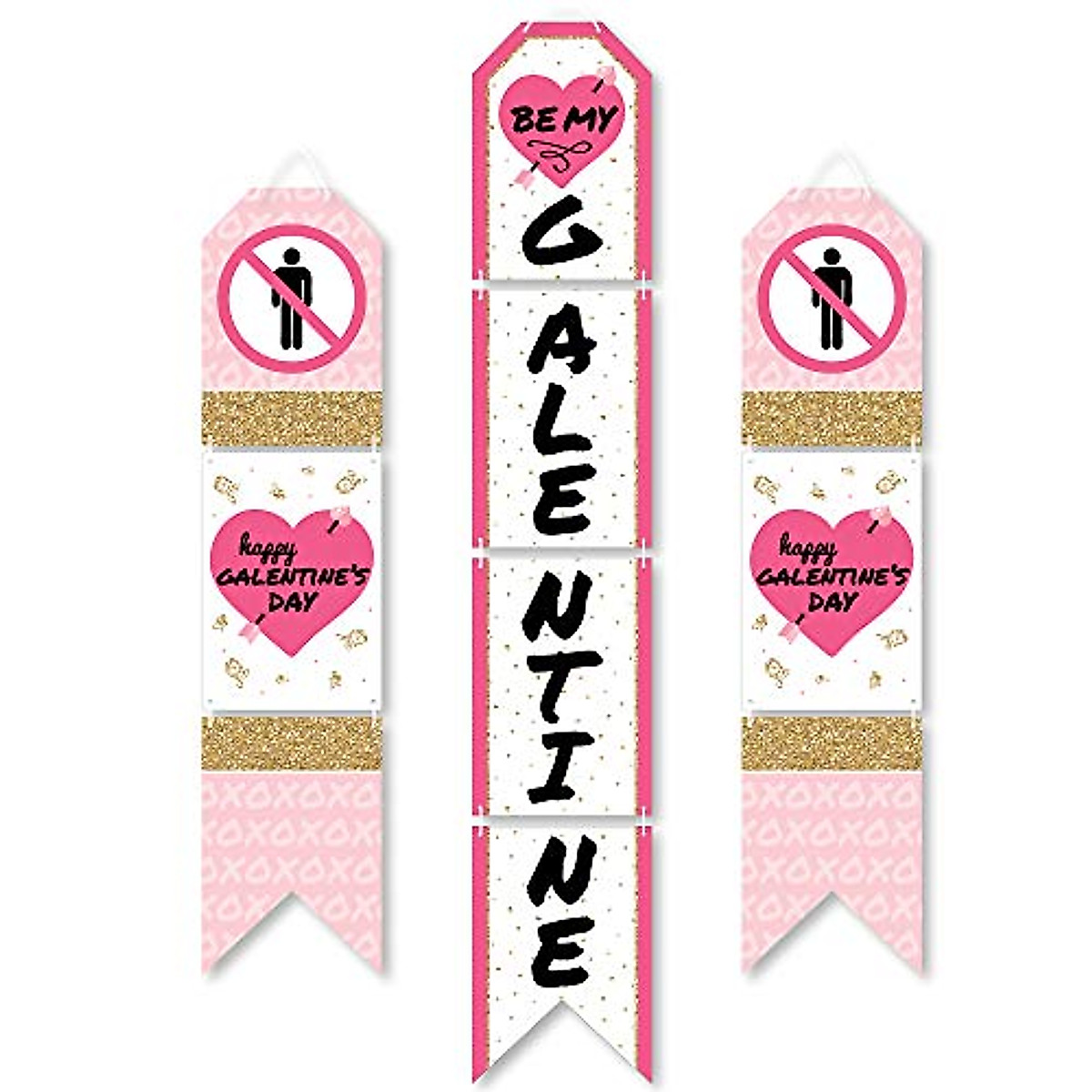 Big Dot of Happiness Be My Galentine - Hanging Vertical Paper Door Banners - Galentine’s & Valentine’s Day Party Wall Decoration Kit - Indoor Door Decor