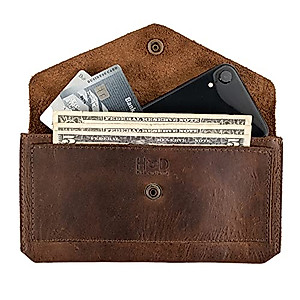 Hide & Drink, Large Female Wallet Handmade from Full Grain Leather - Bourbon Brown