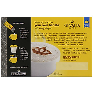 Gevalia Kaffe, 2-Step K-Cup & Froth Packets, (Cappuccino Espresso), 6 Count (Pack of 3)