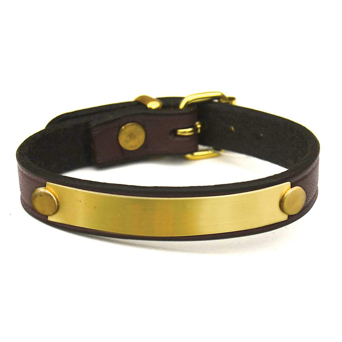 Big Dee's Tory Leather Custom Leather Bracelet With Brass Plate Engraved (Havana)