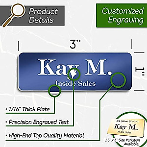 Name Tag, Magnetic Name Tags, Personalized Name Tags, 1" x 3", Durable Engravable Impact Acrylic Material, Made in The USA by My Sign Center (Classic Rectangle)