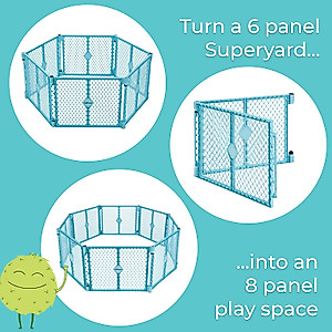 Toddleroo by North States Superyard Aqua 2 Panel Extension: Increases Play Space up to 34.4 sq. ft. (Adds 64", Aqua)