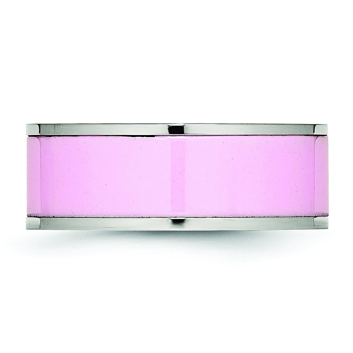 Jewelry Stores Network Stainless Steel Polished Pink Ceramic Wedding Band Breast Cancer Awareness Ring Size 8