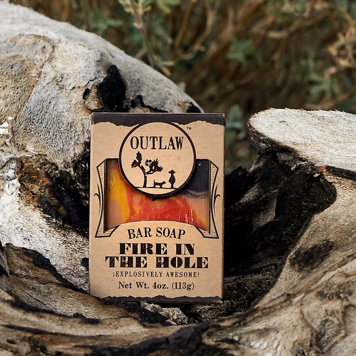 Fire in the Hole Handmade Soap - Campfire, Whiskey, and Gunpowder Scented Natural Soap for Men and Women - Bold, Manly Scent - By Outlaw