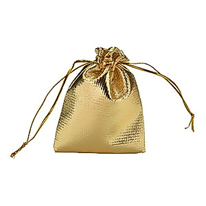 Wudygirl 100 PCS 3X4 inches Drawstring Satin Bags Mixed Gold Silver Jewelry Wedding Party Marbles Coins Pouches Bag (100 pcs Mix Gold Silver)