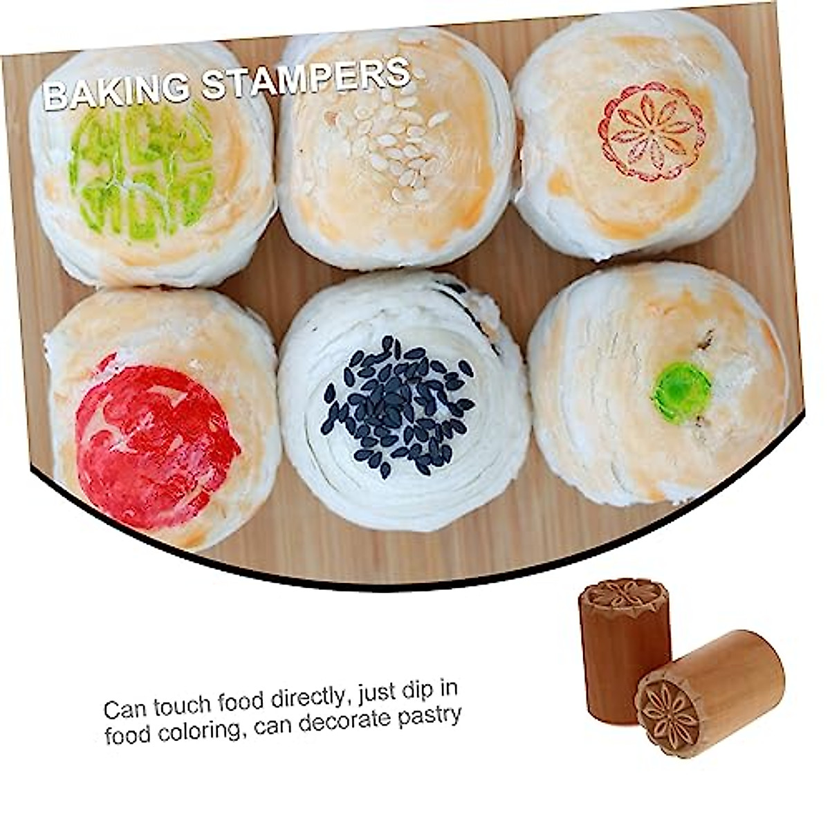 UPKOCH 6 Pcs baking stamp mooncake maker cutter pottery tool Moon Cake Maker Tool DIY Baking Mold cookies dough cookie embosser mooncake stampers moon cake stamp pastry wooden Masher