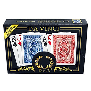 DA VINCI Ruote, Italian 100% Plastic Playing Cards, 2-Deck Poker Size Set, Jumbo Index w/Hard Shell Case and 2 Cut Cards