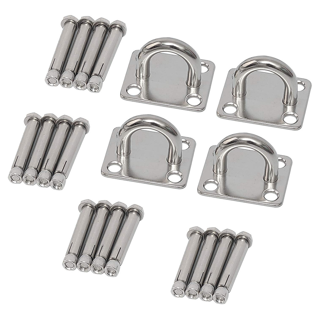 Wall Ceiling Mount Pad Eye Plate, Heavy Duty Marine Hardware Staple Loop U-Shaped Ring Hook Sail Shade Hardware, Suspension Kit for Resistance Training Straps,Yoga Swings, Hammock & Gym Accessories