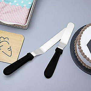 KUFUNG Icing Spatula, Offset Spatula, Stainless Steel with PP Plastic Handle Cake Decorating Frosting Spatula (6 inch, Black+Tulwar)