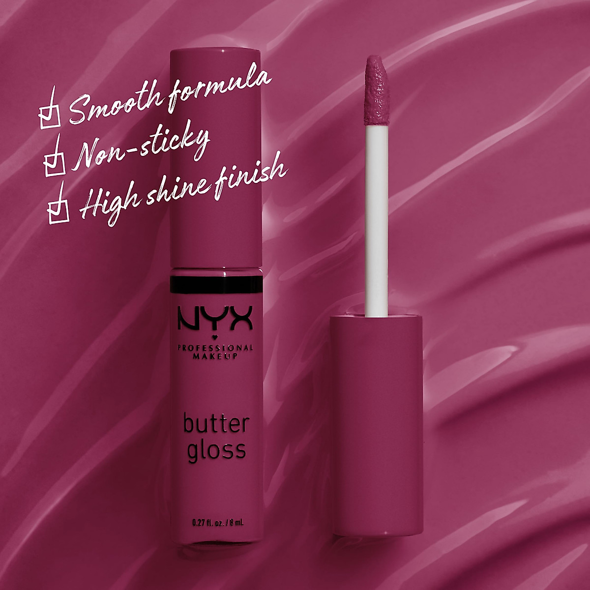 NYX PROFESSIONAL MAKEUP Butter Gloss, Non-Sticky Lip Gloss - Cranberry Pie (Mauve Purple)