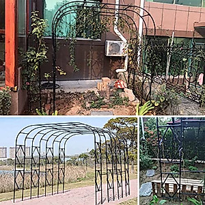 Heavy Duty Garden Arch Roses Vines Black Metal Tubular Arbour Archway Arches Trellis Arbor Frame Anti-Rust Weatherproof 1 Pcs 1.8x2.4m 2.8x2.4m 3.2x2.4m (Black W2.3xH2.4m)
