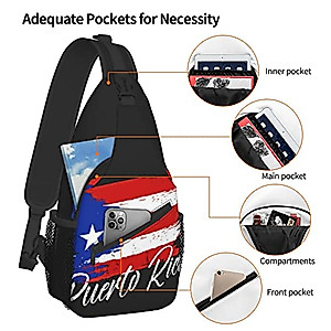 Cute Puerto Rico Flag Sling Bag Crossbody Chest Daypack Casual Backpack Puerto Rican Shoulder Bags for Women Men