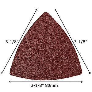 XXGO 51 Pcs Triangular 80mm 3-1/8 Inch Hook and Loop 60 80 100 120 240 Grits Oscillating Multi Tool Sandpaper and Triangle Multitool Sanding Pads Kits XG5106