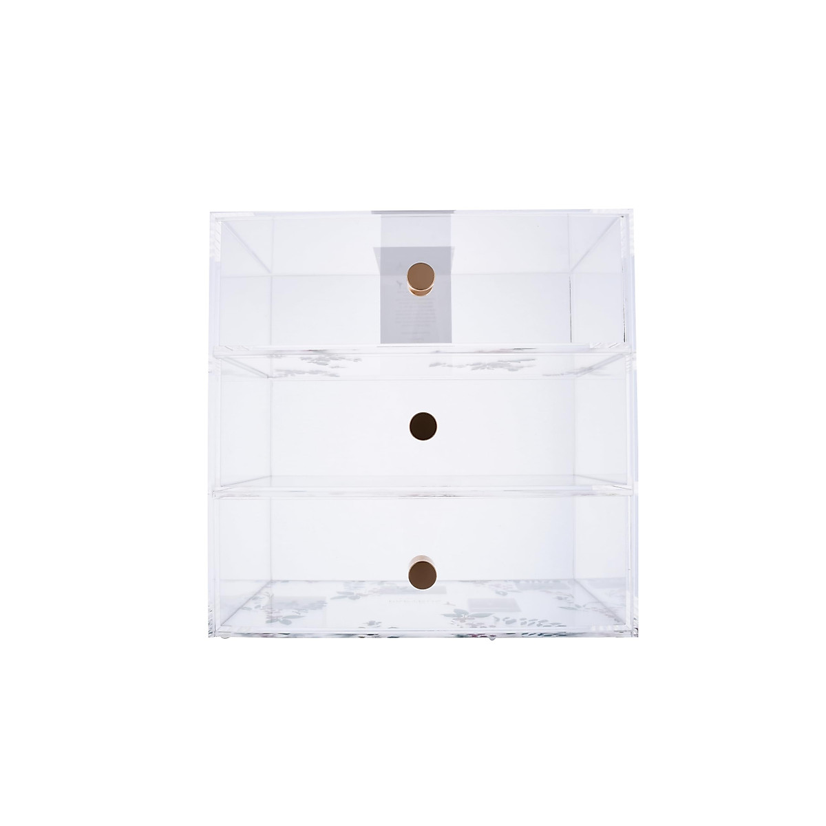 Papyrus Acrylic Vanity Organizer – 3 Drawer Desk Organizer with Gold Drawer Pulls – Clear Drawers for Bathroom, Desk, Vanity – Small Storage Cabinet