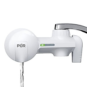 PUR Faucet Mount Water Filtration System, 2-in-1 Powerful Filtration with Lead Reduction, Horizontal, White, PFM150W