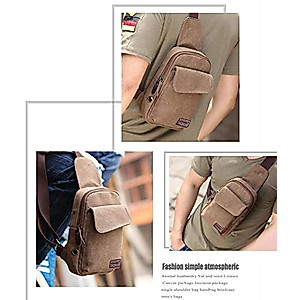 Wxnow Men's Casual Crossbody Bags Canvas One Shoulder Backpack Sling Bag Mini Chest Bag Black