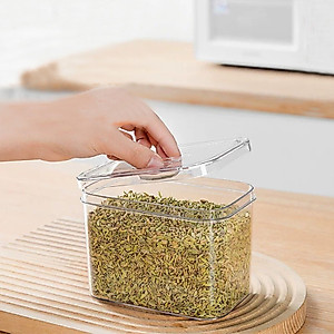 5 Pack Clear Plastic Storage Bins with Bamboo Lids, Stackable Storage Containers for Organizing Medicine Cabinet Organizer, Craft Room, Bread Box