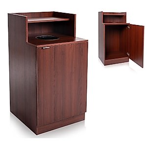 Alpine Restaurant Trash Bin Cabinet - Commercial Trash Can Garbage Receptacle Indoor with Tray Holder for 32 Gallon Garbage Bin (Mahogany)