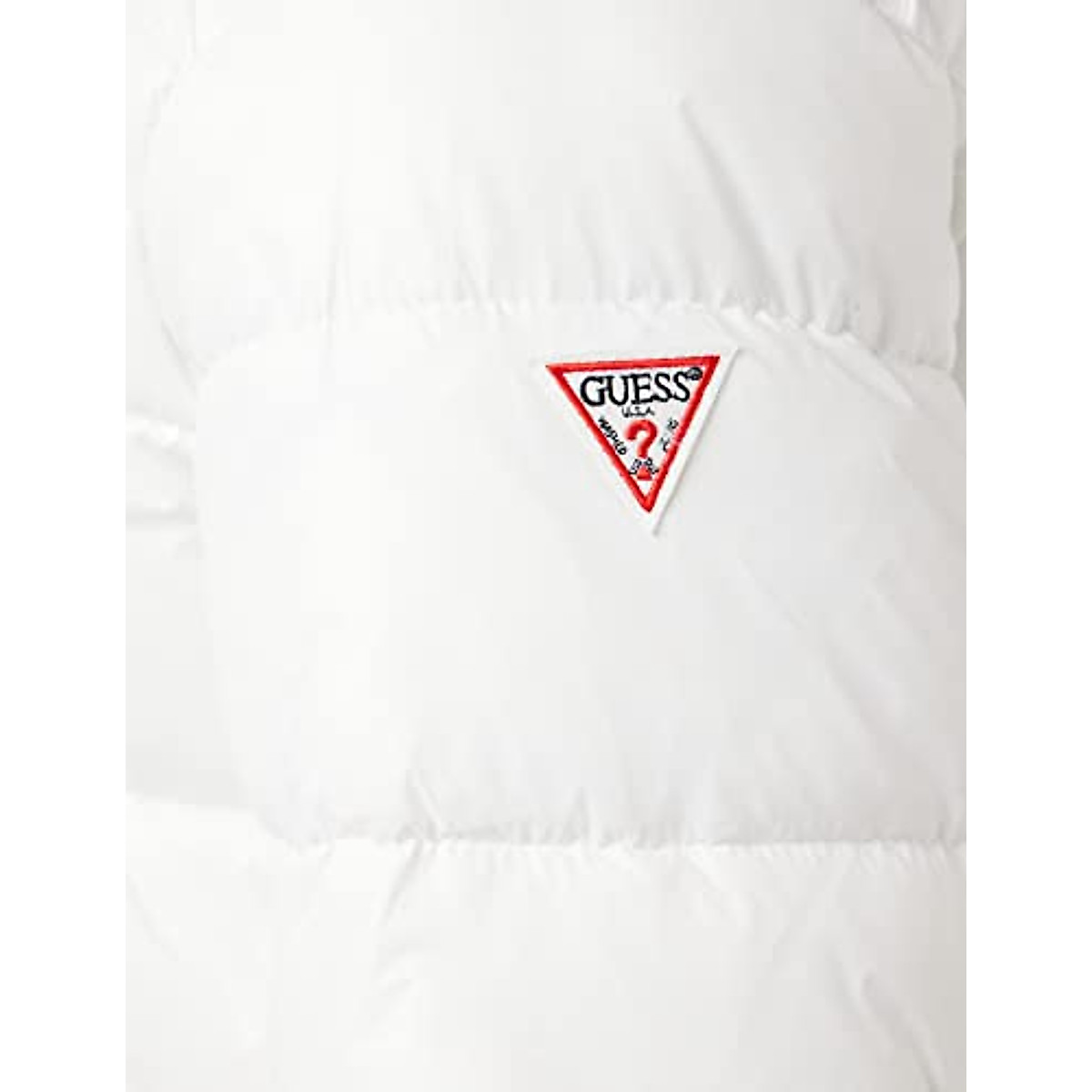 GUESS Men Mid-Weight Puffer Jacket with Removable Hood, White, Medium