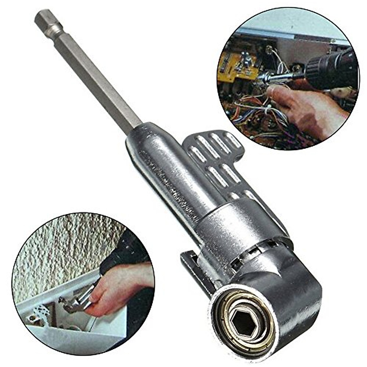 Rocaris 105 Degree Multifunction Right Angle Driver and Screwdriver Drill Attachment with 1/4-inch Hex Quick Change Drive and Magnetic