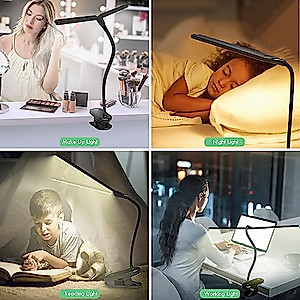 deaunbr LED Reading Light with Clip, Desk Lamp 48 LEDs 2600mAh Battery USB Rechargeable Book Lights Stepless Adjustable Brightness Eye Protection Table Lamps for Bed Headboard, Home, Office - Black