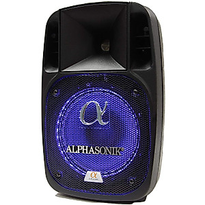 Alphasonik 10" Powered 1600W PRO DJ Amplified Loud Speaker Bluetooth USB SD Card AUX MP3 FM Radio PA System LED Ring Karaoke Mic Main Monitor, Band Church, Party, Guitar Amp, Home, BBQ w/Tripod Stand