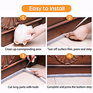 33.5 Ft Door Weather Stripping Door Seal Strip,Silicone Door Draft Stopper,Self Adhesive Shower Door Bottom Seal and Door Insulation Strip for Door Frame Windows and Glass Gaps (Transparent, 25+35mm)