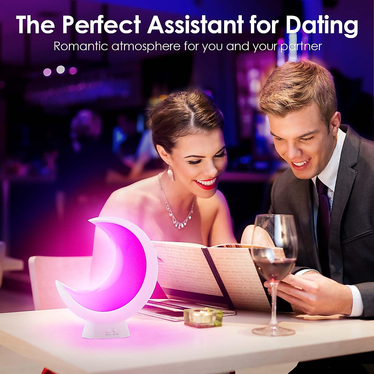 ECOLOR Smart Table Lamp, RGB APP Control Moon Lamp, Small Lamp with Scene Mode and Music Mode, Dimmable Warm White Light Touch Lamps for Bedrooms and Living Room