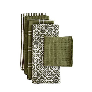 Yourtablecloth Cotton Kitchen Dishtowel Set – 18”x28” Oversized Kitchen Cloth – 100% Cotton – Super Soft Absorbent & Quick Dry Dishtowel – Standard Kitchen Towel–Pack of 5 Sage