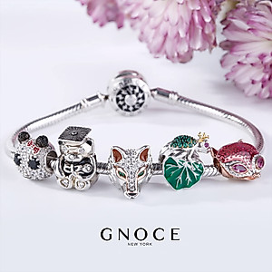 GNOCE Ancient Wolf Charms for Bracelet 925 Sterling Silver Bead Animal Wolf head Charms For Women Mother's Day Men