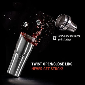 Lexenic 24oz Vacuum Insulated Cocktail Shaker - Perfect for Martini, Margarita - Leak-Proof Design and Built-in Strainer for Effortlessly Impressive Drinks - Premium Stainless Steel Drink Shaker