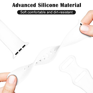 TreasureMax Sport Band Compatible with Apple Watch Bands 38mm 40mm 41mm 42mm 44mm 45mm 49mm,Soft Silicone Strap Compatible for Apple Watch Series 9 Ultra 8 7 6 5 4 3 2 1 SE Men Women White 38/40/41MM