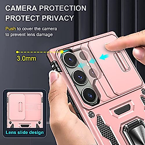 2023 New CASE for Samsung Galaxy S23 Ultra Case with Kickstand & Camera Cover,Built-in [2 Stand Way] Ring Magnetic Stand,2 Layer Shockproof Drop Protective Phone Case Samsung S23 Ultra(Rose Gold)
