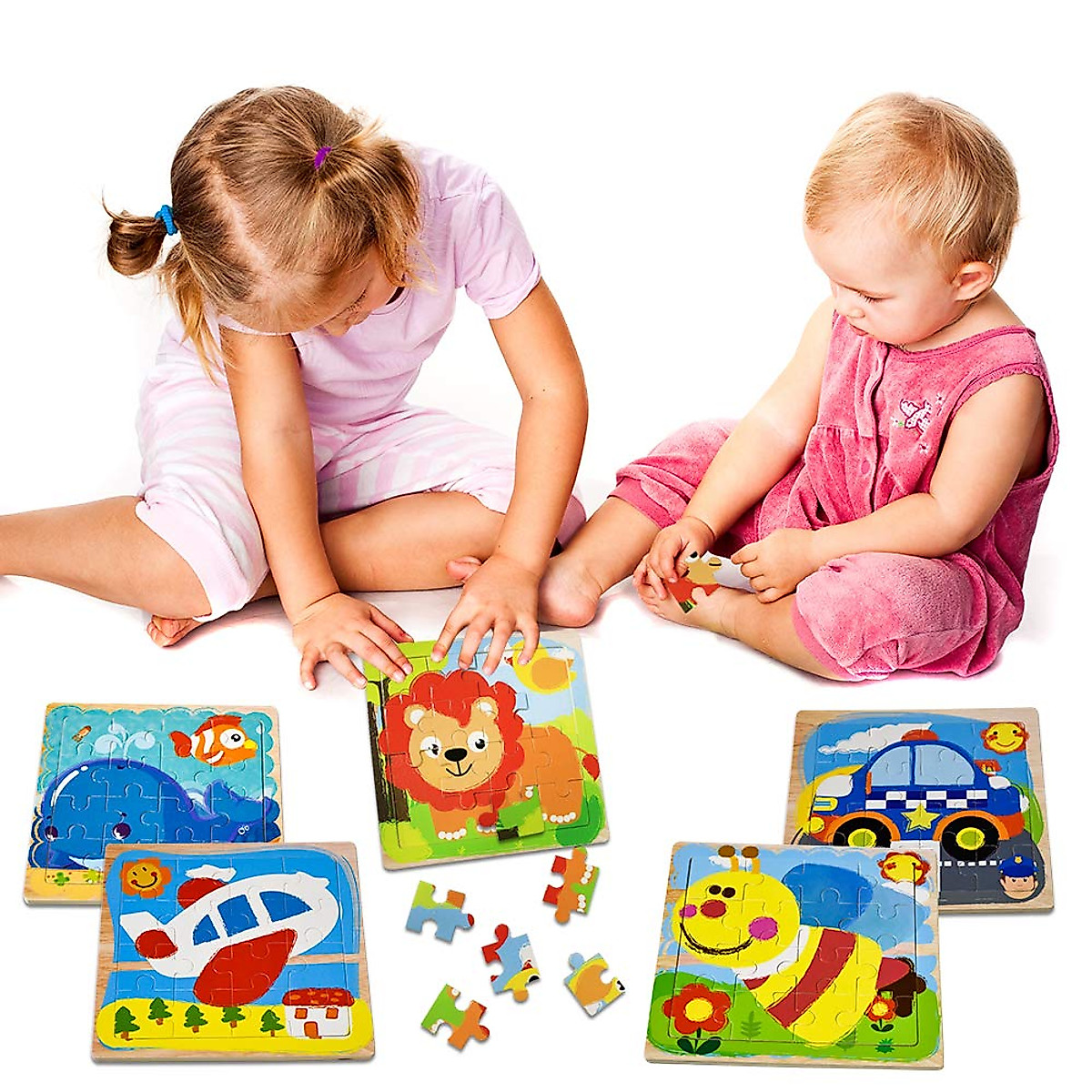 Puzzles for Kids for Ages 3-5, 16 Piece Wooden Jigsaw Puzzles for Toddler Children Learning Educational Toddler Puzzle Toys for Boys and Girls, 6 Pack Preschool Children Puzzles Set