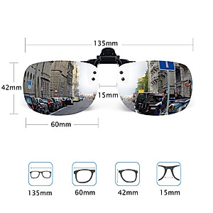 Besgoods Cool Silver Mirror Polarized Clip-on Flip up Sunglasses Plastic Lenses Glasses Outdoor Driving Fishing Sport